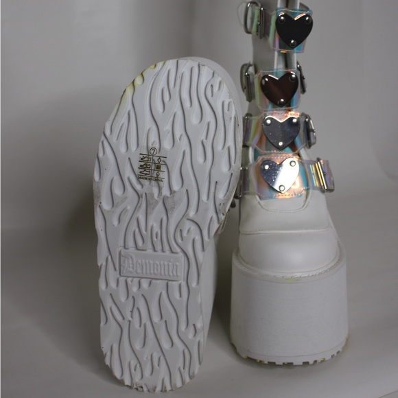 Demonia | Shoes | Demonia Swing23 White Leather Platform Size782 Boots ...